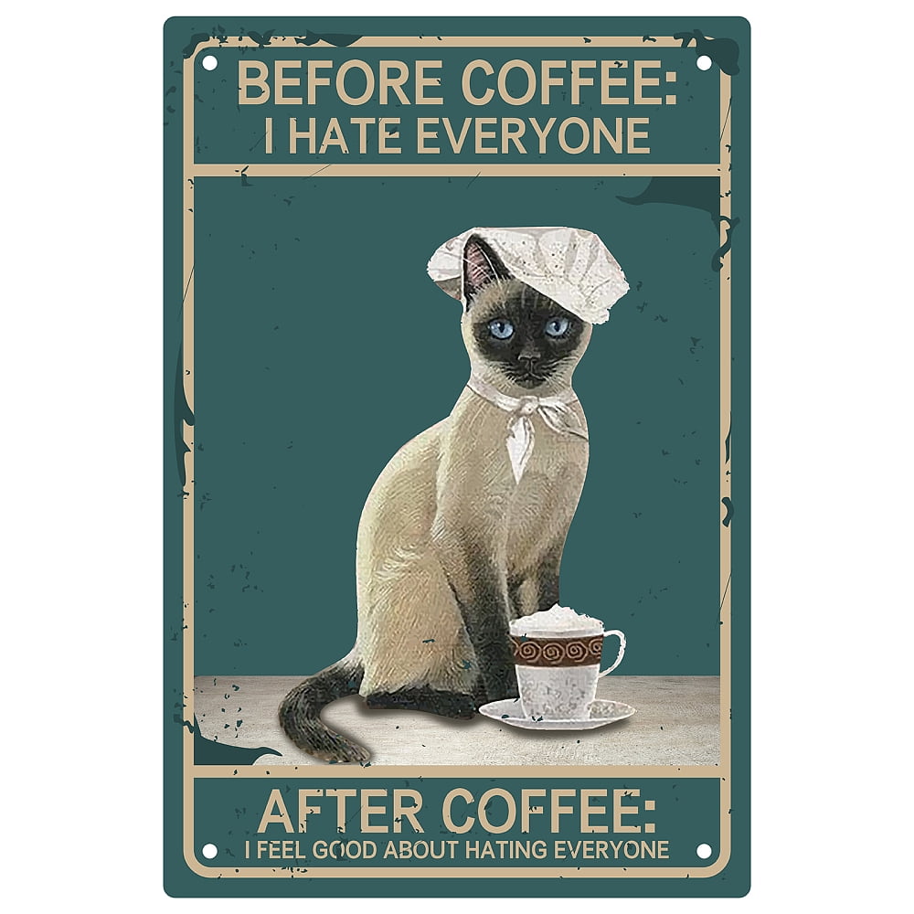 Cat Tin Sign Coffee Metal Vintage Retro Art Mural Hanging Iron Painting ...