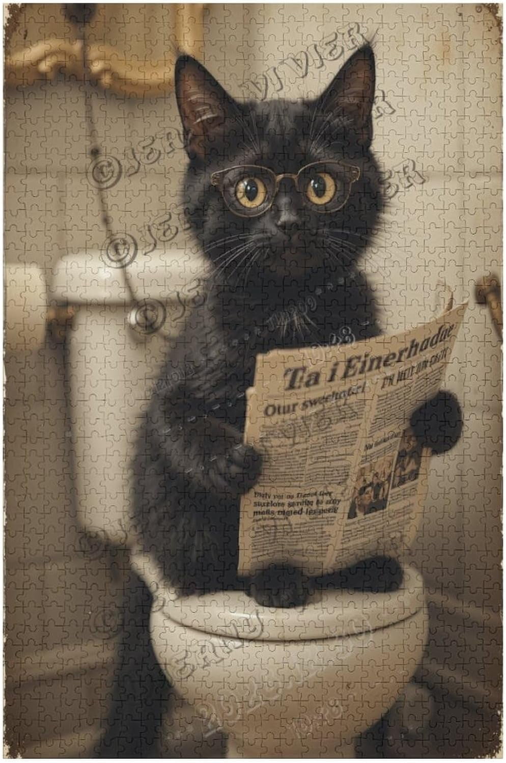 Cat Toilet Design 500 Piece Jigsaw Puzzle for Adults, Comical Decor ...