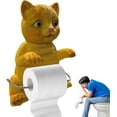 Cat Toilet Paper Holder, Resin Wall Mount No Drilling for Bathroom ...