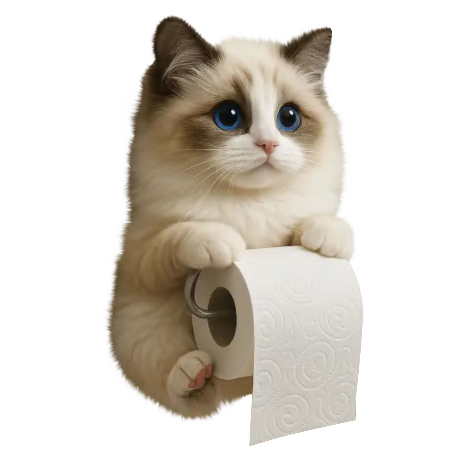 Cat Toilet Paper Roll Holder Toilet Paper Holder Wall Mounted 3D ...