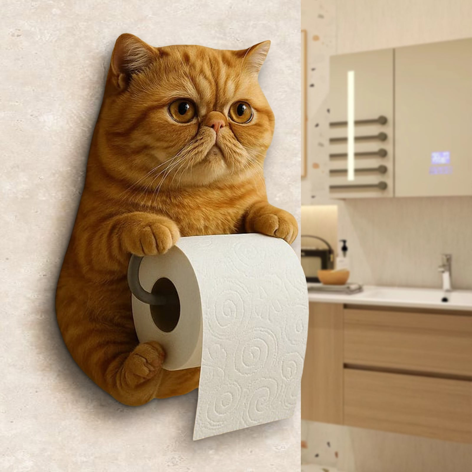 Cat Toilet Roll Holder, 3D Simulation Cat Shaped Paper Holder, Funny ...