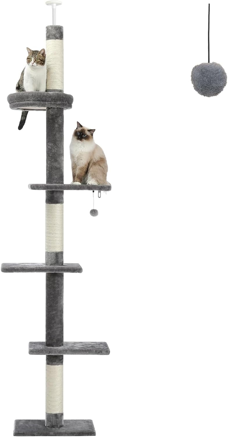 Cat Tower 5 Tier Floor To Ceiling Cat Tree Height 95 107 Inches
