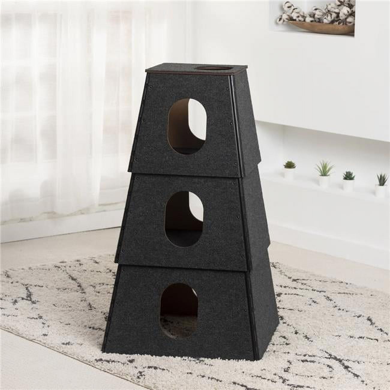 Cat Tower Model Pyramid Design Indoor & Outdoor Carpet, Black - Walmart.com