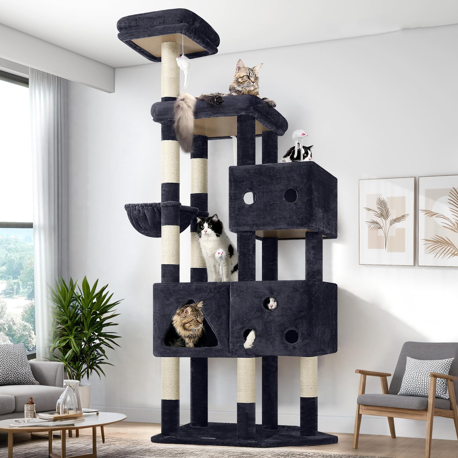 Cat Tower, Tall Cat Tree for Big Cats, Heavy Duty Scratching Tower for ...