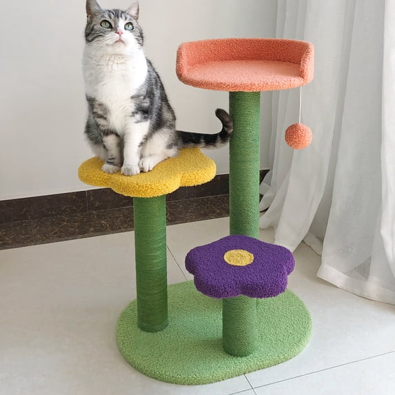 Cat Tower with Scratch Board, Wear-Resistant Cat Climbing Tree for ...