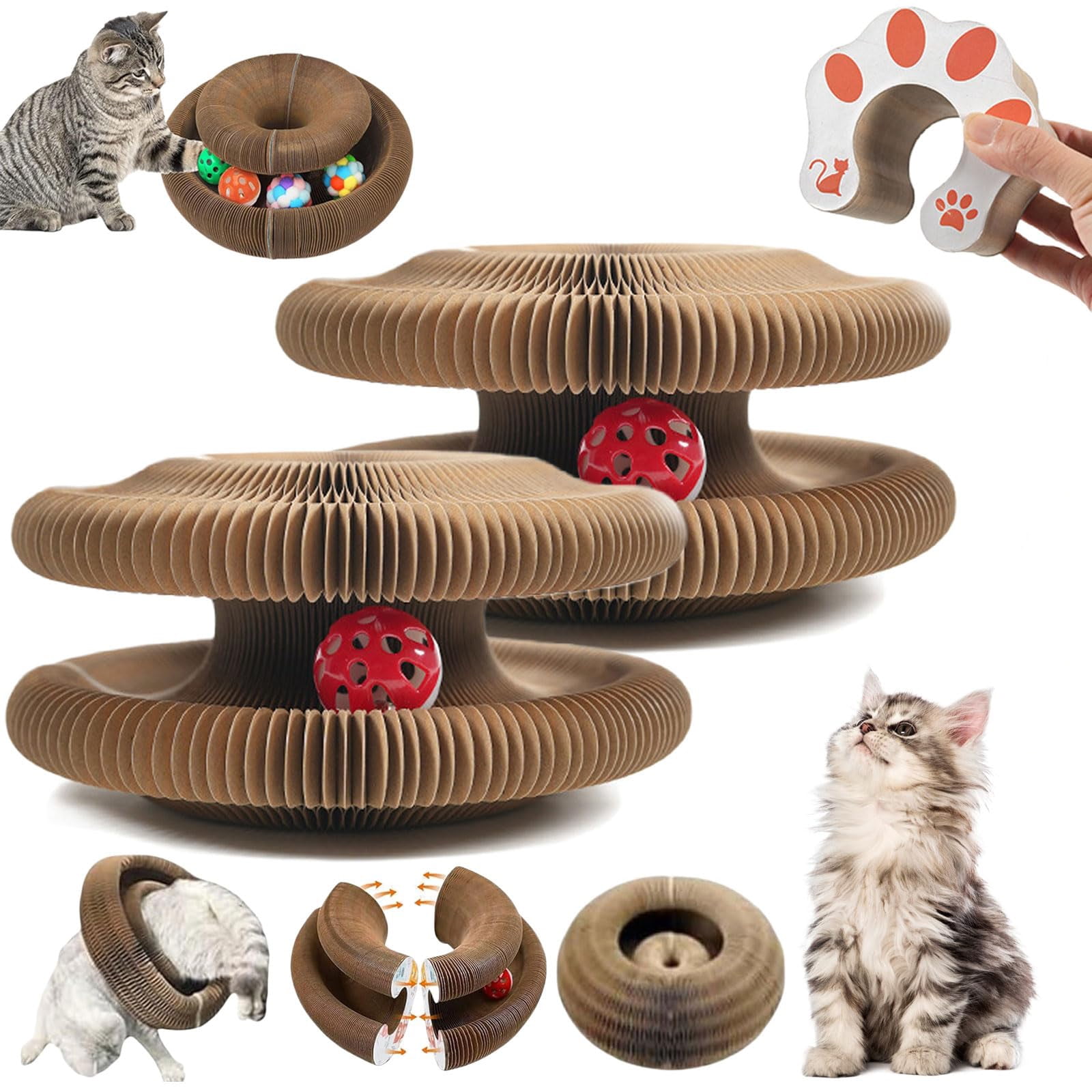 Cat Toy, 2025 New Cat Accordion Toy, The Interactive Mental Physical ...