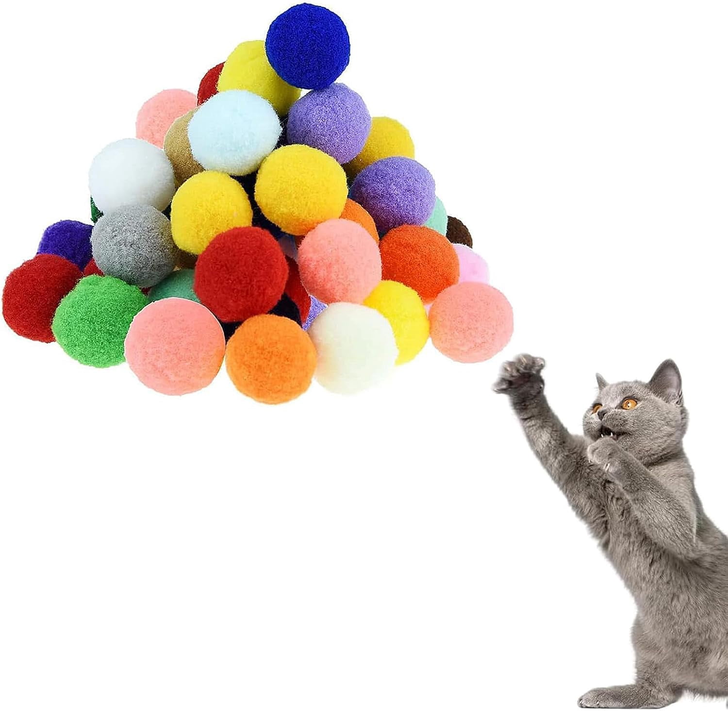 Cat Toy Balls, 20Pcs Premium Soft Pom Pom Balls for Kittens, Funny ...