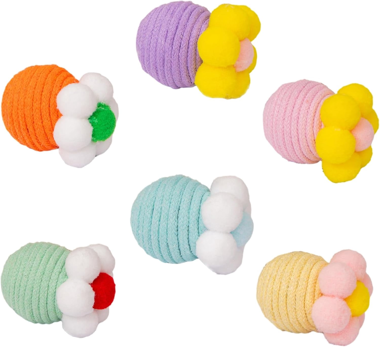 Cat Toy Balls, Cotton Rope Pet Chew Balls with Flower Design, Bite ...