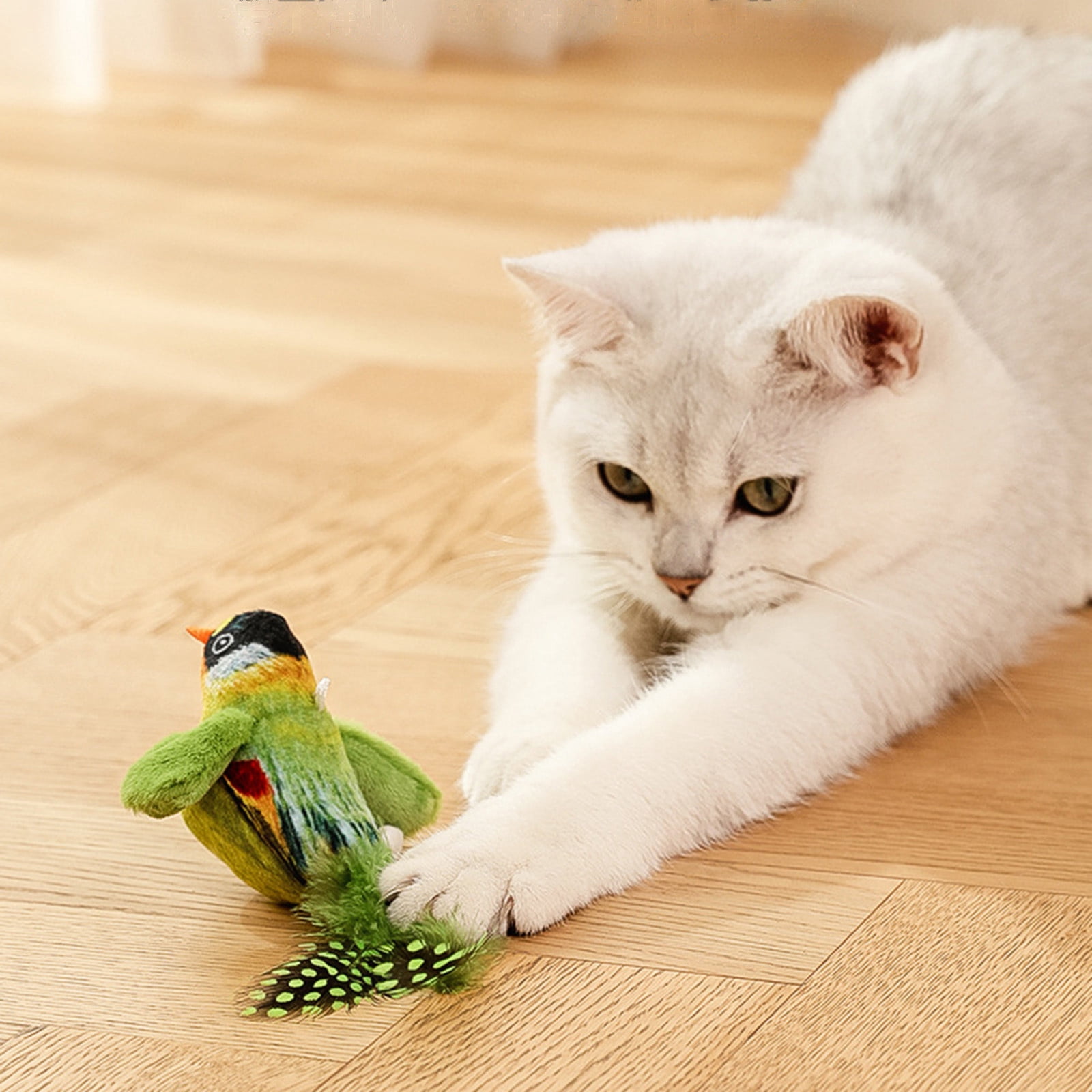 Cat Toy Bird Shape With Feather Tail And Hanging Rope, Interactive ...