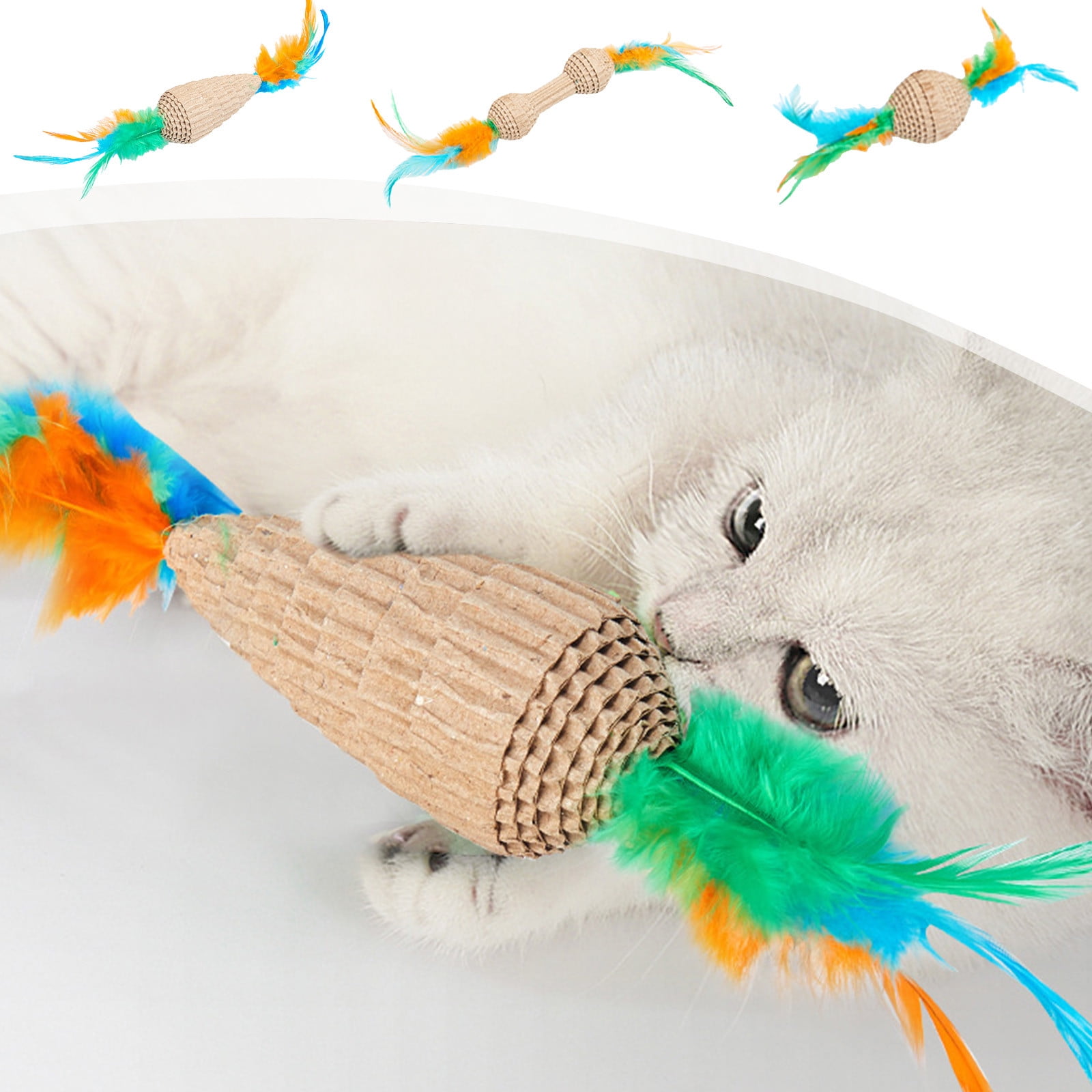 Cat Toy Corrugated Cardboard Feather Teaser | Claw Grinding & Teeth ...