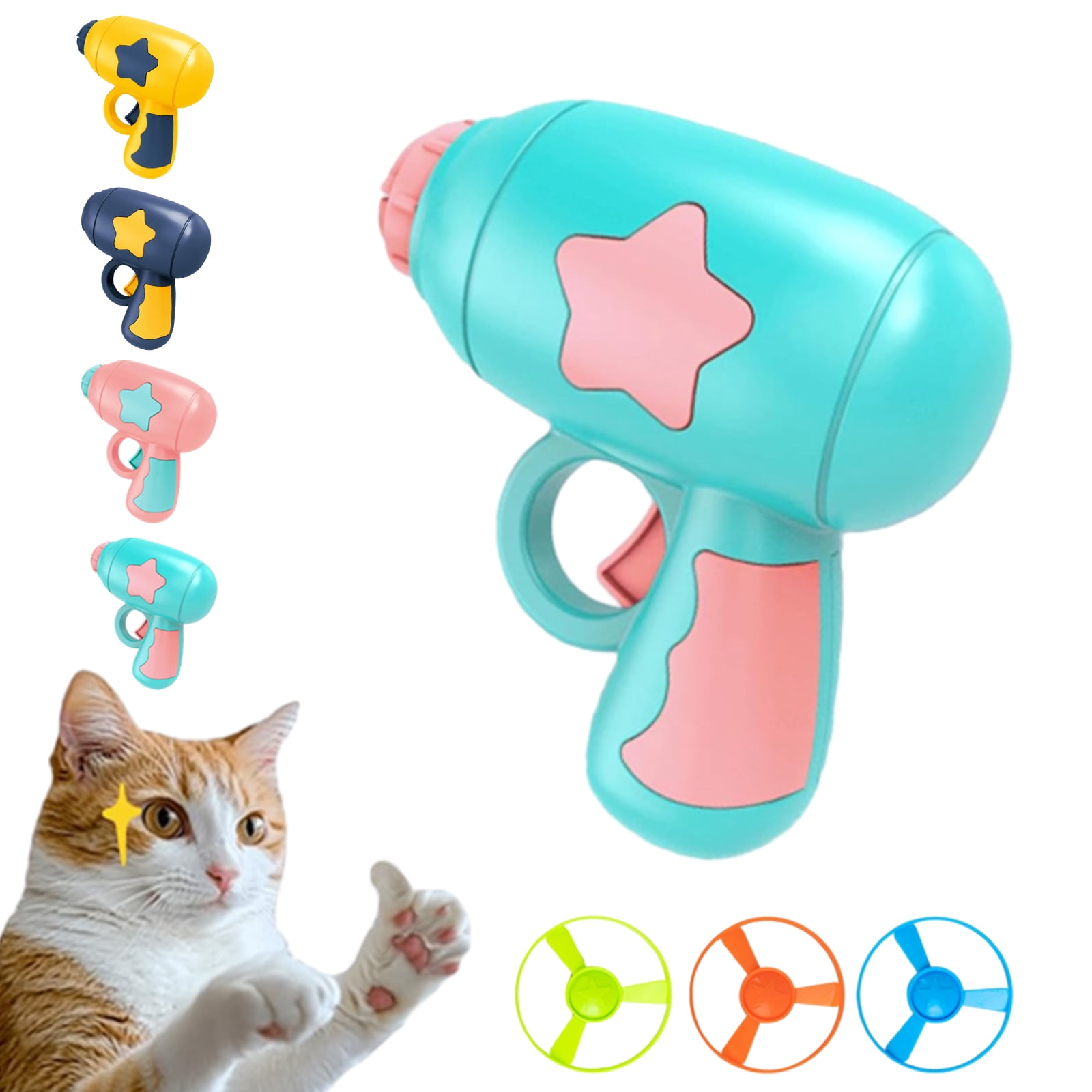 Cat Toy Disc Launcher, 2026 New Interactive Fetch Toy with 3 Discs (No ...