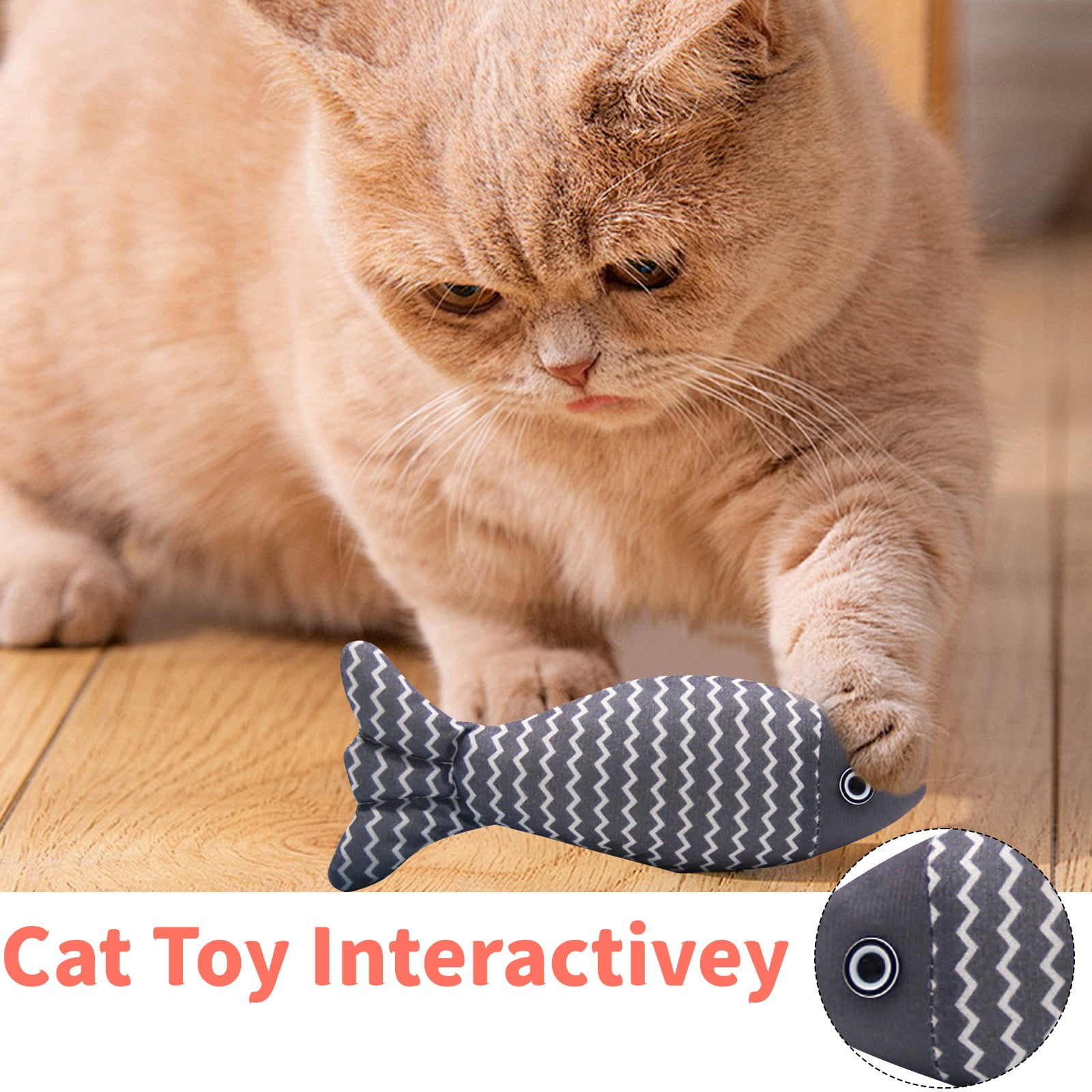 Cat Toy Fish, Catnip Toy Stuffed Cotton Fish Toy, Fun Cat Sackcloth Fish To Chew Chew Teeth ...