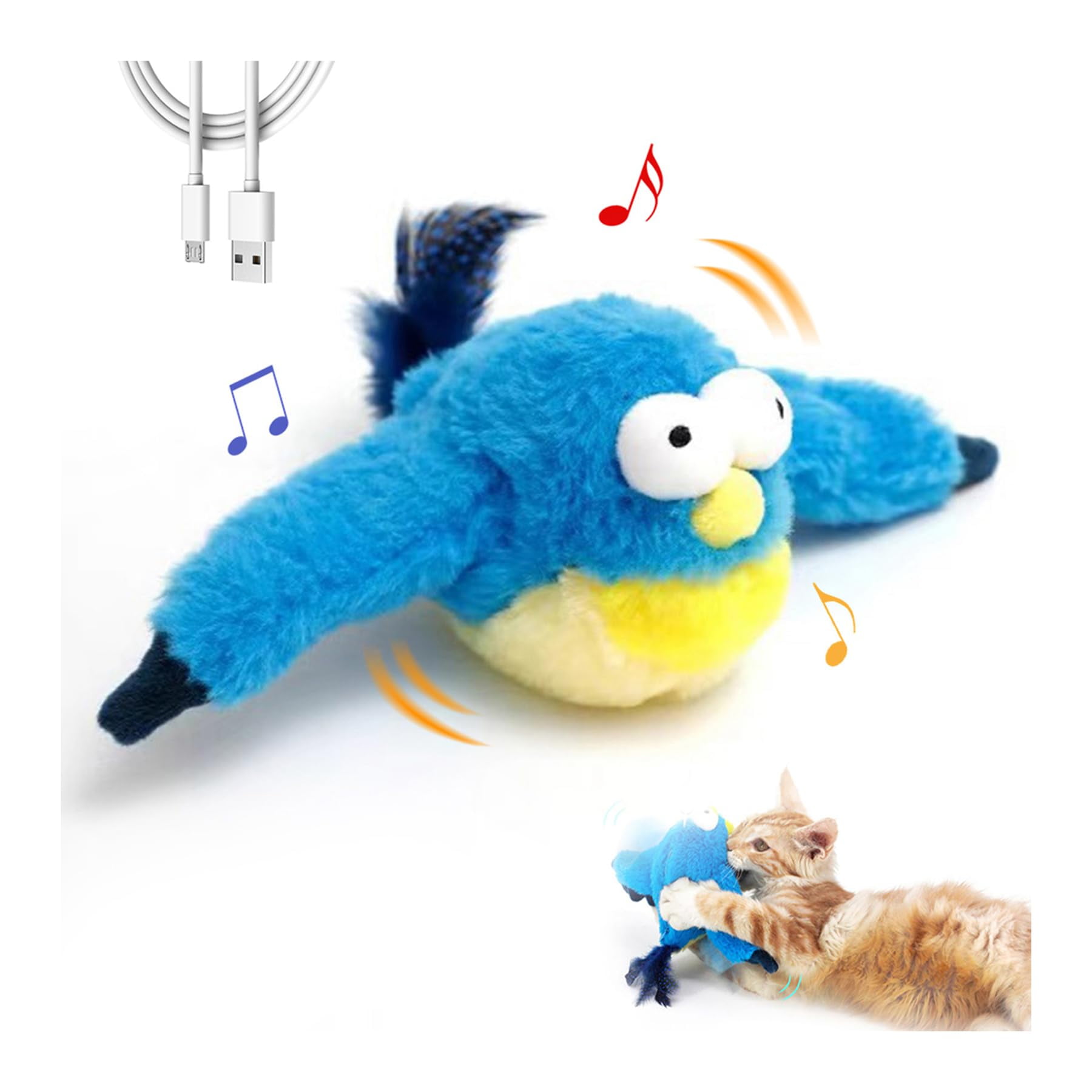 Cat Toy Flapping Bird Touched Activation, Kitten Exercise Toy with ...