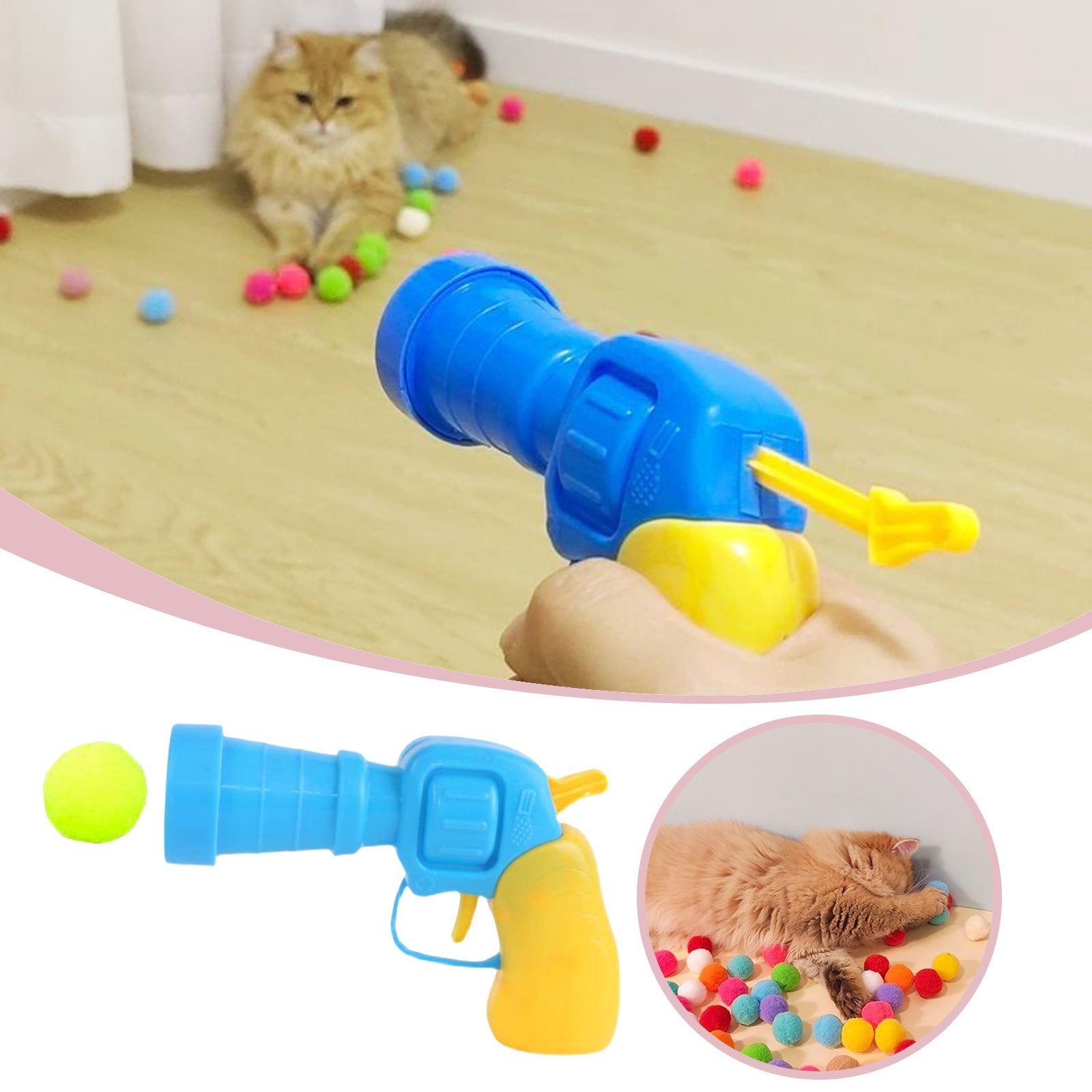 Cat Toy Gun Launcher with 20 Plush Balls for Interactive Play & Hunting ...