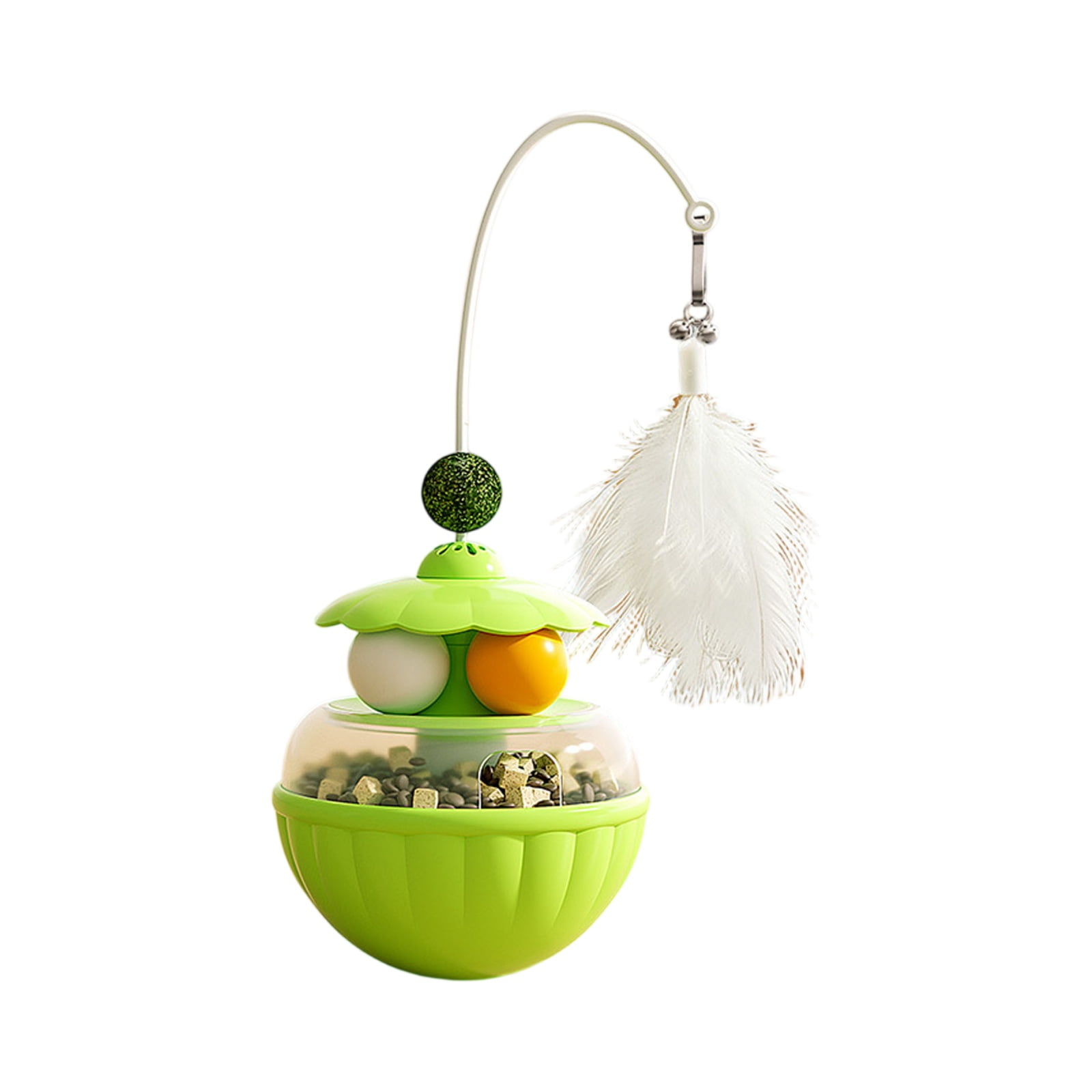 Cat Toy Interactive Feather Wand With Bell Self-Play Tumbler Dispenser ...