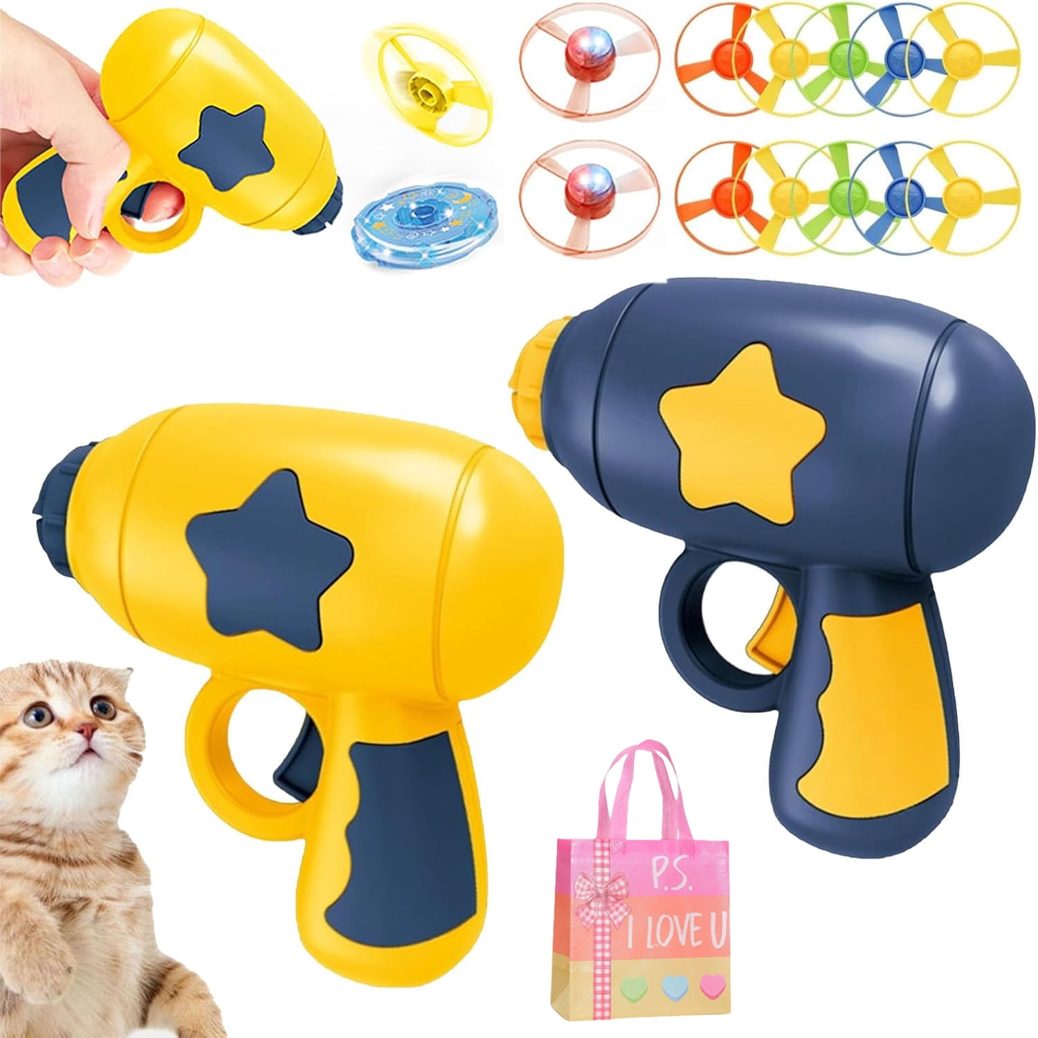 Cat Toy Propeller Launcher, Flying Propeller Cat Toy, Flychase Ca-t to ...