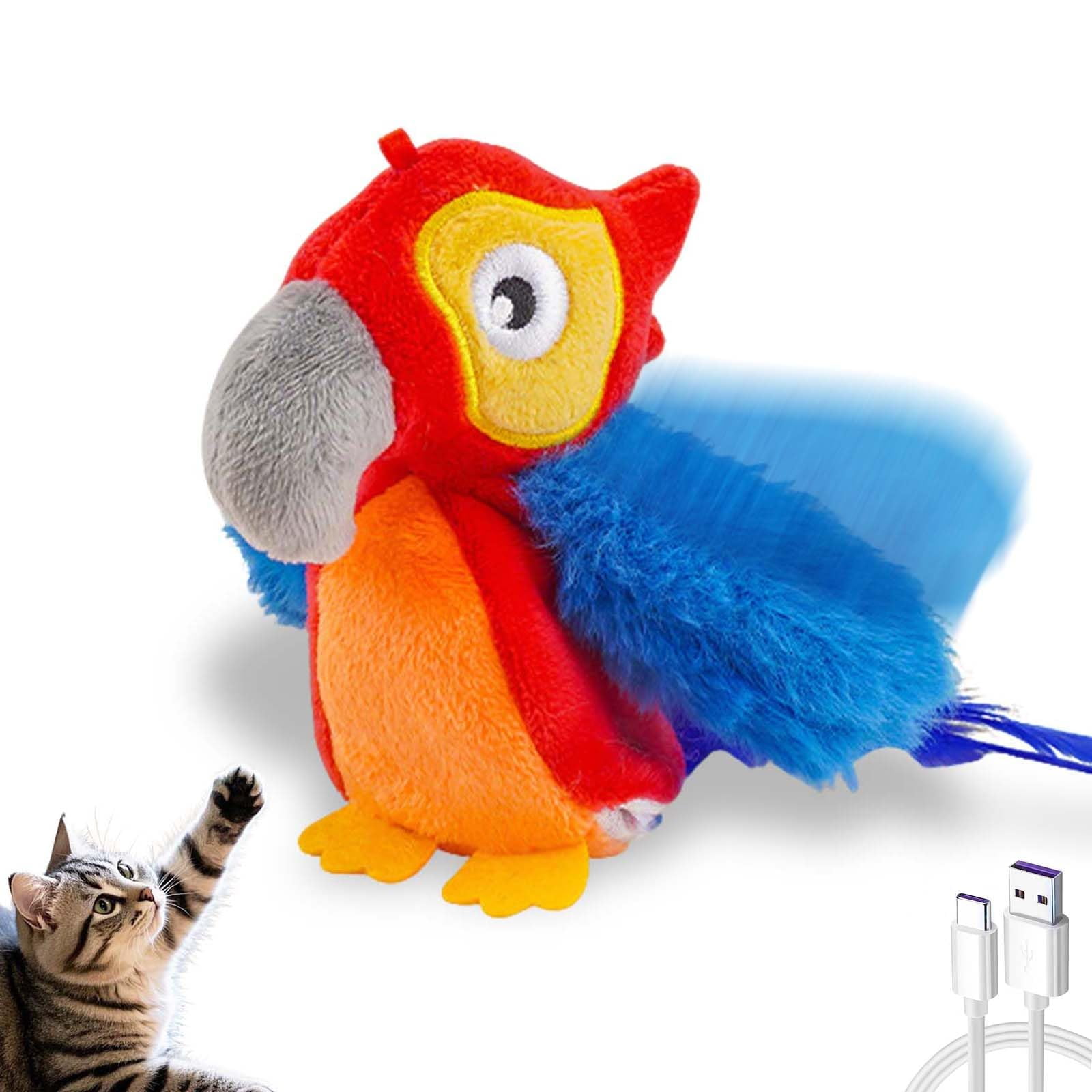 Cat Toy Realistic Chirping And Flapping Wings Interactive Bird Toy For Bored Cats, Includes ...