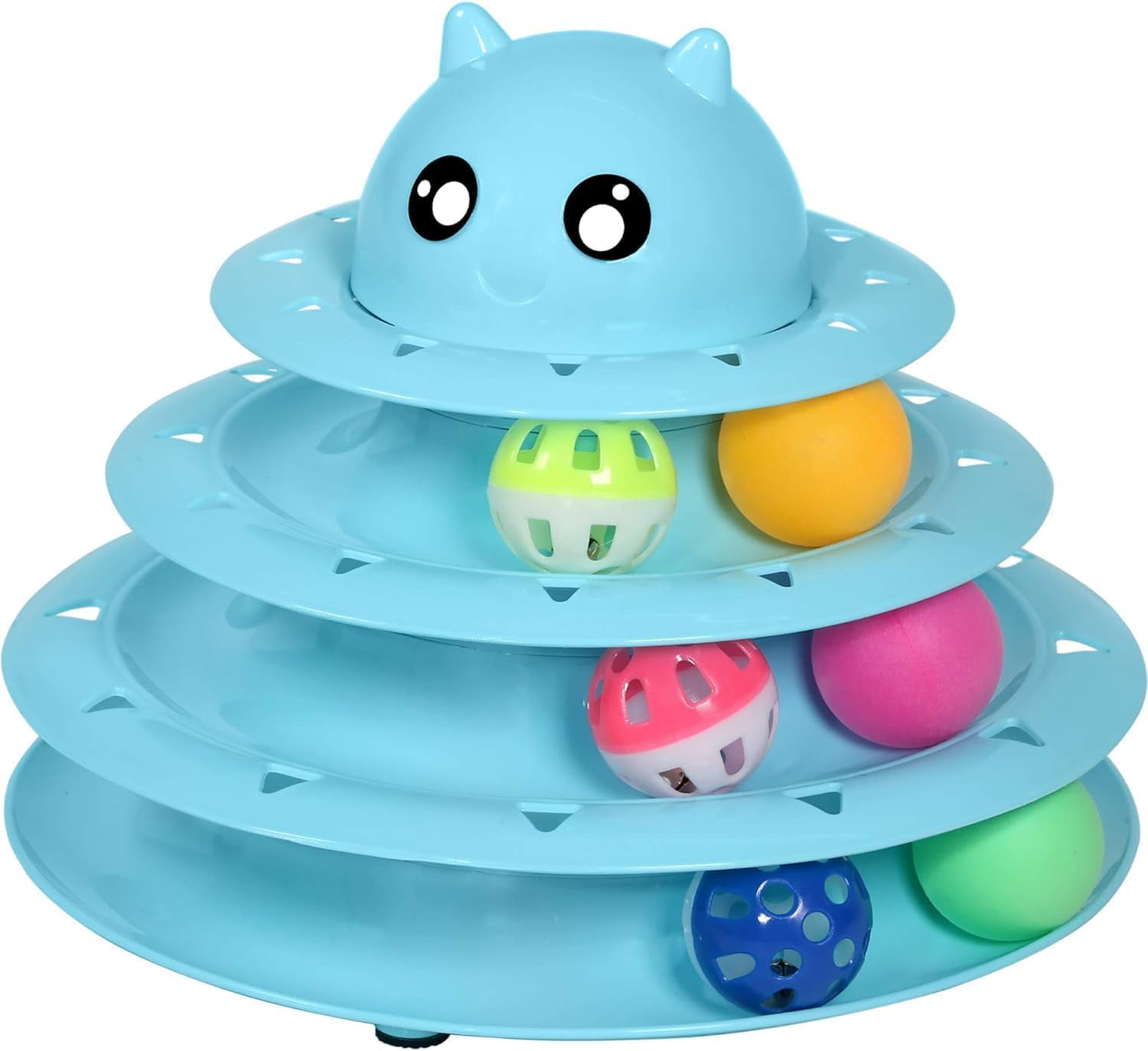 Cat Toy Roller 3-Level Turntable Cat Toys Balls with Six Colorful Balls ...