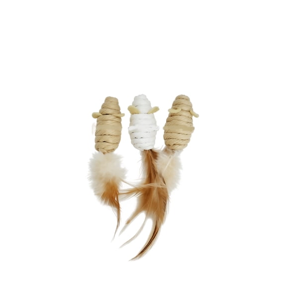 Cat Toy Set Paper Mouse with Feather Tail Interactive Play for Indoor ...