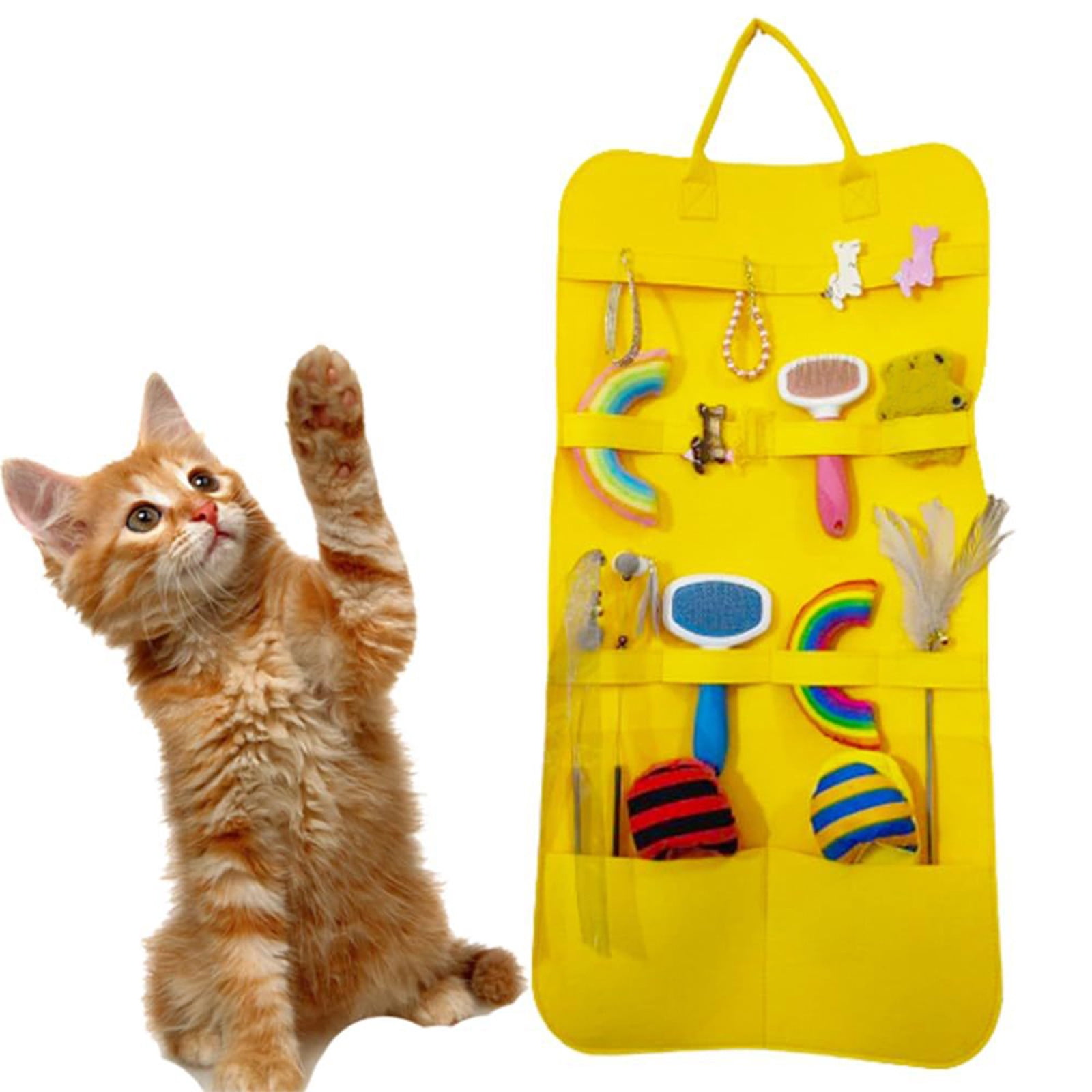 Cat Toy Storage Bag, Foldable Wall Display Organizer for Cat and Dog ...