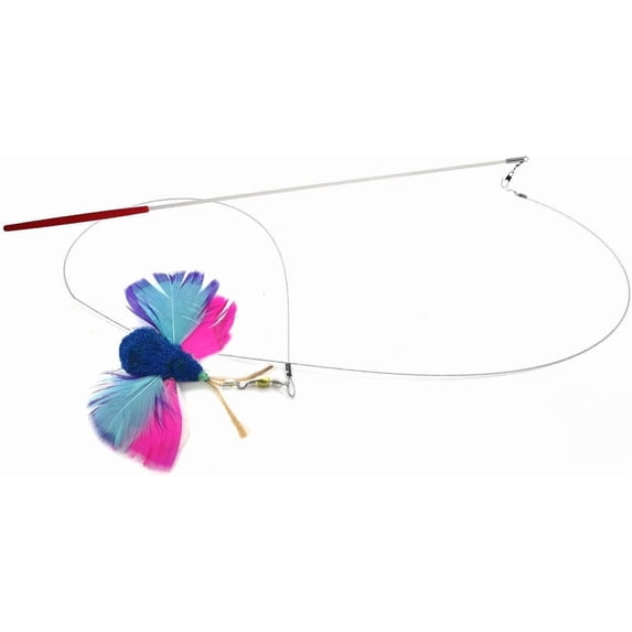 Kat Fly 2 Inch Handmade Cat Toy Teaser Butterfly with 19 Inch White ...