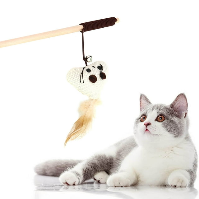 Cat Toy Teasing Cat Stick Feather Suzuki Teasing Cat Stick Wooden Stick ...