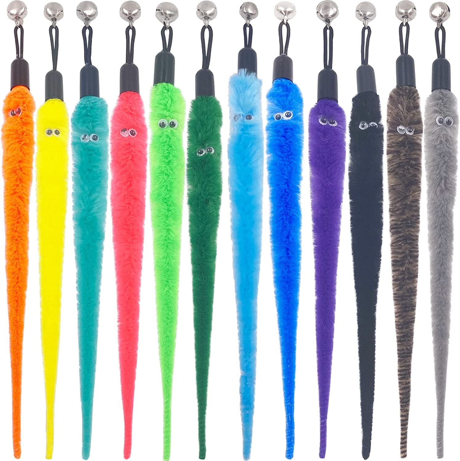 Cat Toy Worm Refills, 12 Pieces Interactive Cat Wand Attachments Worms ...