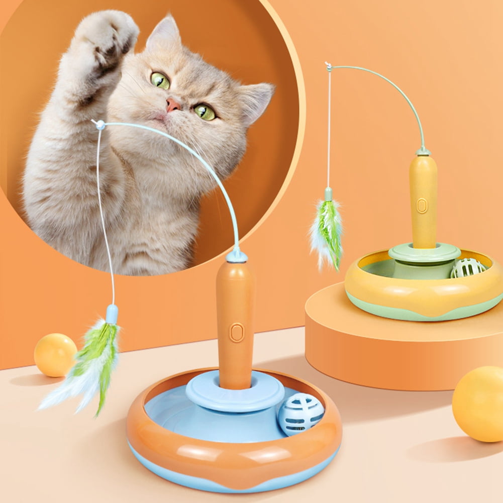 Cat Toys 3 in 1 Smart Interactive Kitten Toy, Fluttering Feather ...