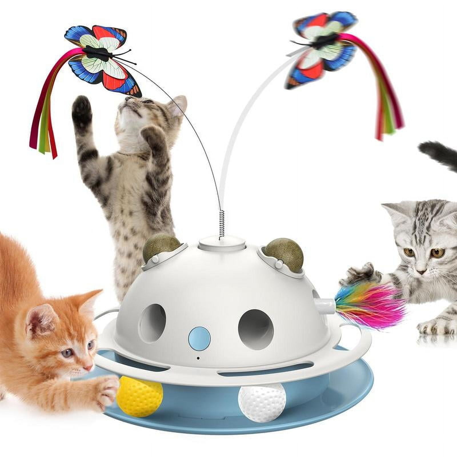 Cat Toys 3in1 Automatic Interactive Kitten Toy, Fluttering Butterfly ...