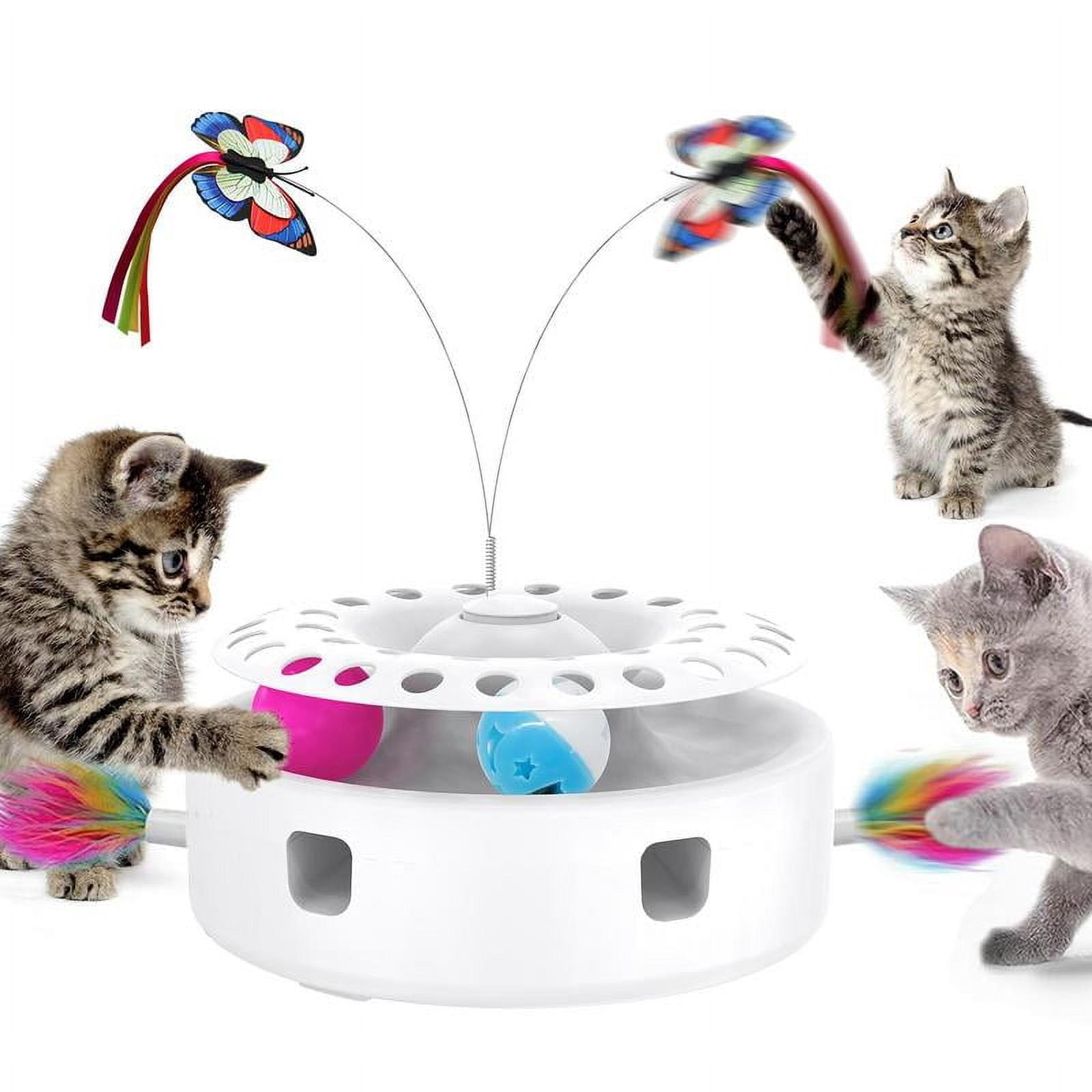 Cat Toys 3in1 Automatic Interactive Kitten Toy, Fluttering Butterfly ...
