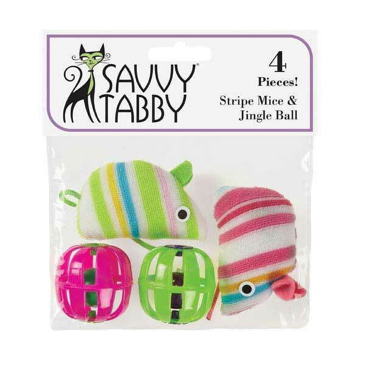 Cat Toys 4pc Assorted Colorful Furry Mice Mylar Lattice Balls Stripe ...