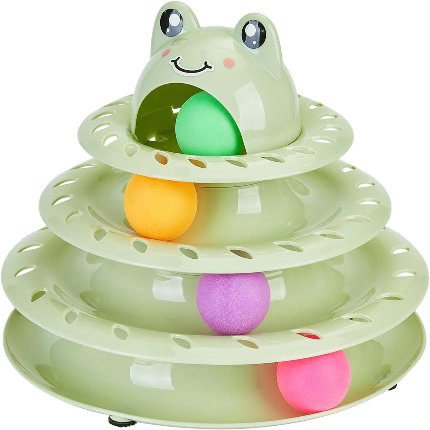 Cat Toys Ball Track Turntable Cat Tower Toy with 4-Tier Roller Multi ...