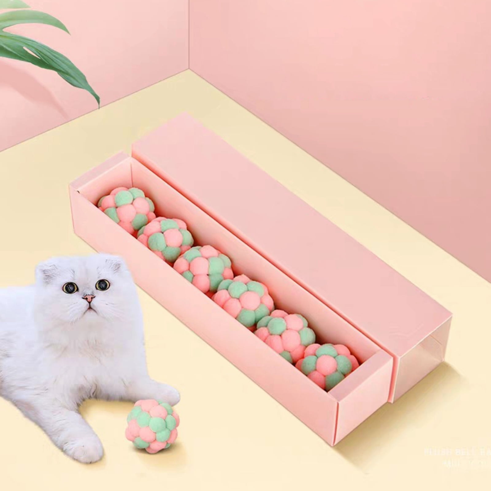 Cat Toys Balls with Bell, 6PCS Cat Pom Pom Balls Toy, Plush Balls for ...