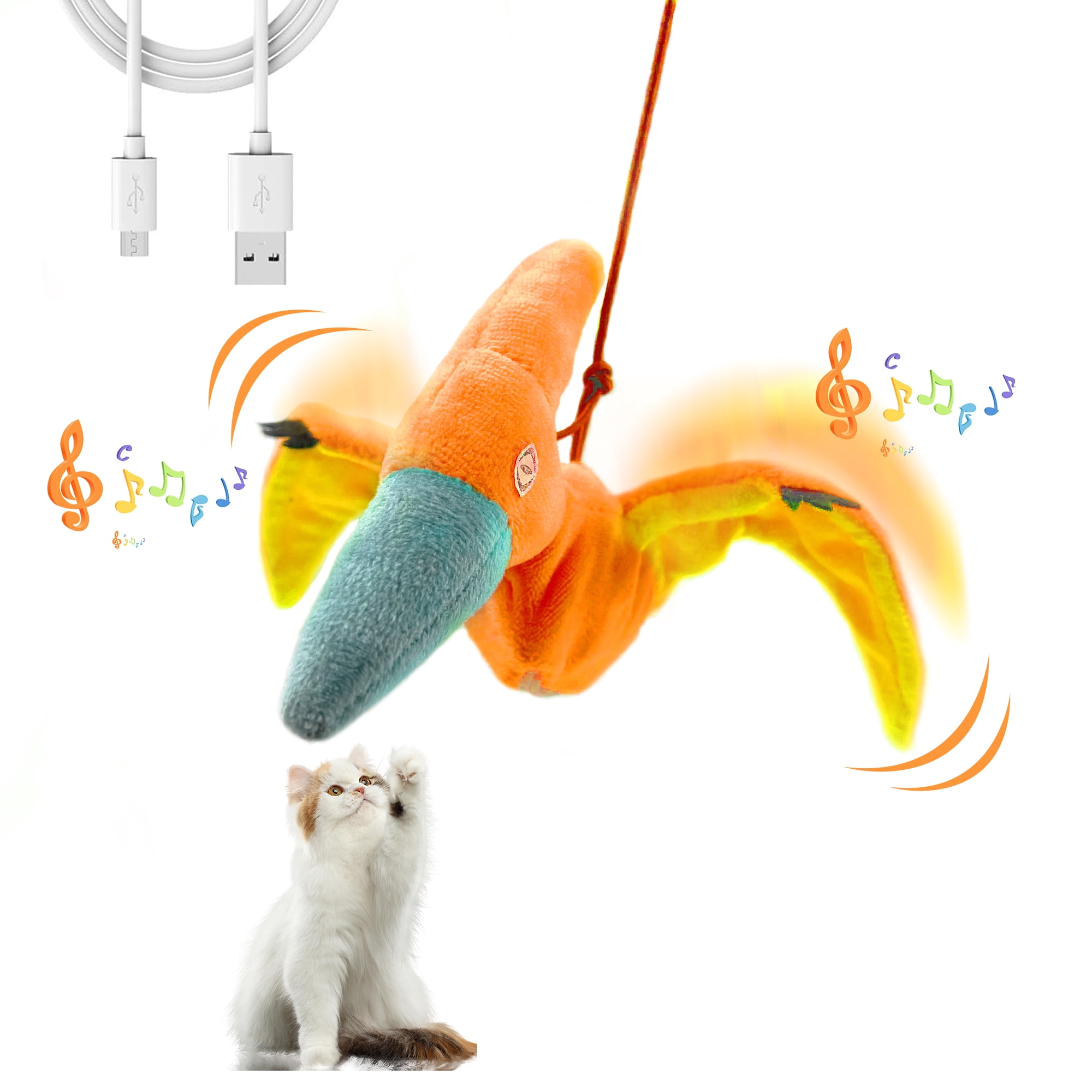 Cat Toys for Bored Indoor Cats, Cat Wings with Catnip for Cats, USB ...