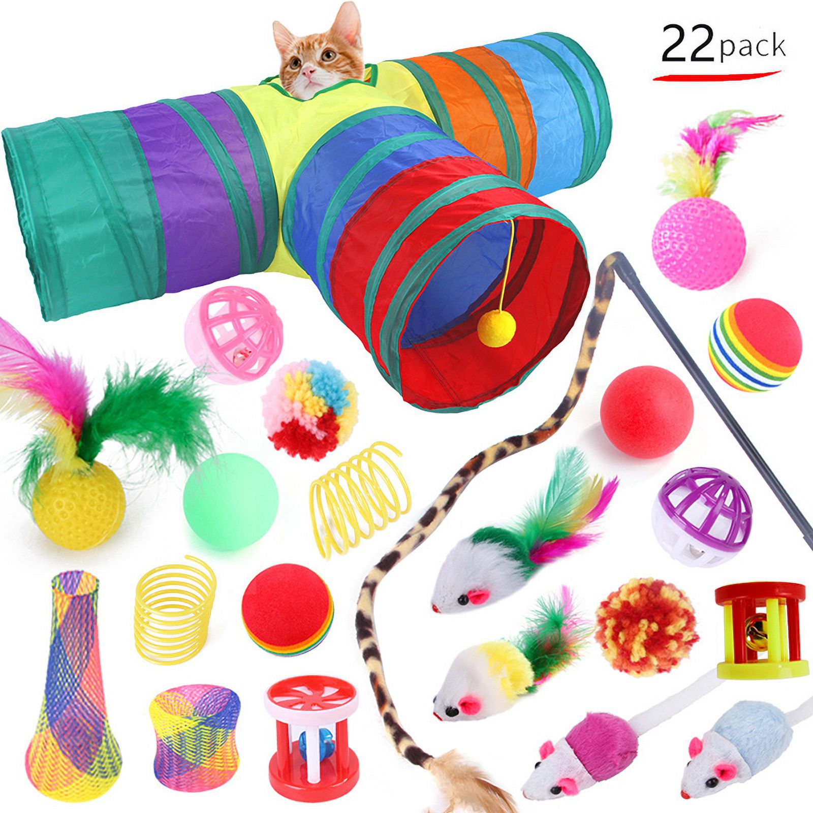 Cat Toys Cat Kitten Play Tunnel Mouse Shape Balls Foldable Chat Funny ...