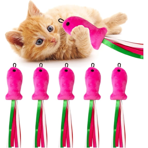 Cat Toys Catnip, 5PCS Floppy Fish Cat Toy Filled Soft Plush, Pink ...