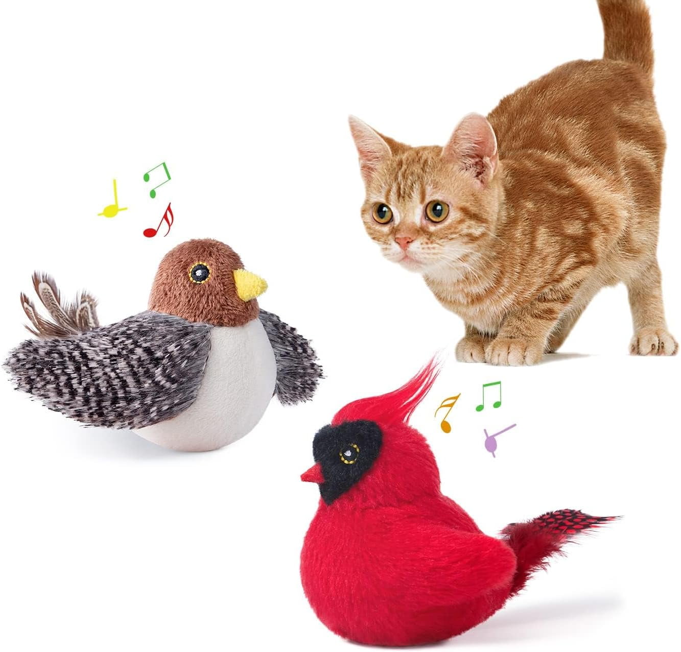 Cat Toys Chirping Birds 2 Pcs with Catnip SilverVine, Interactive Cat ...