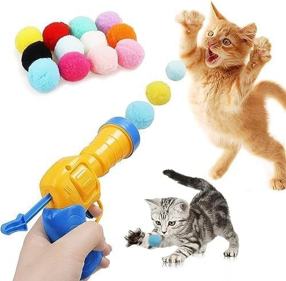 Shang Sheng Interactive Cat Toys: Soft Pom Pom Balls with Launcher for ...