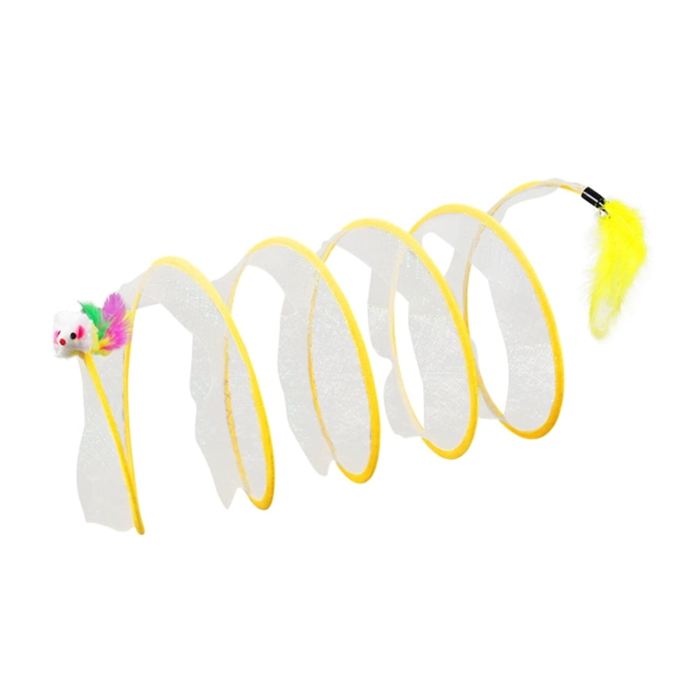 Cat Toys, Large Cat Collapsible Tunne with Feather Mouse Toys, Pet ...