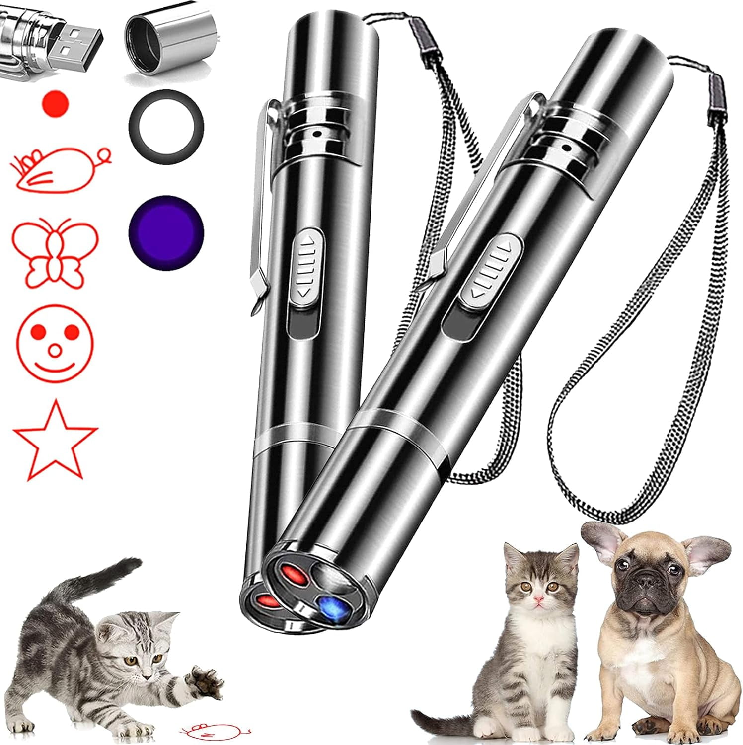 Pesnci Laser Pointer for Cats and Dogs, USB Rechargeable with 7 ...