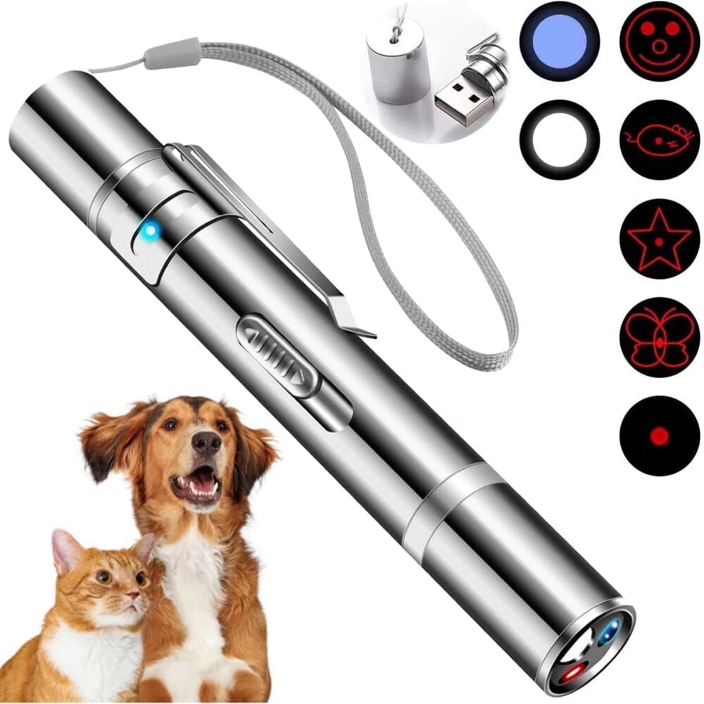 Cat Toys,Laser Pointer with 5 Adjustable Patterns,USB Recharge Laser ...