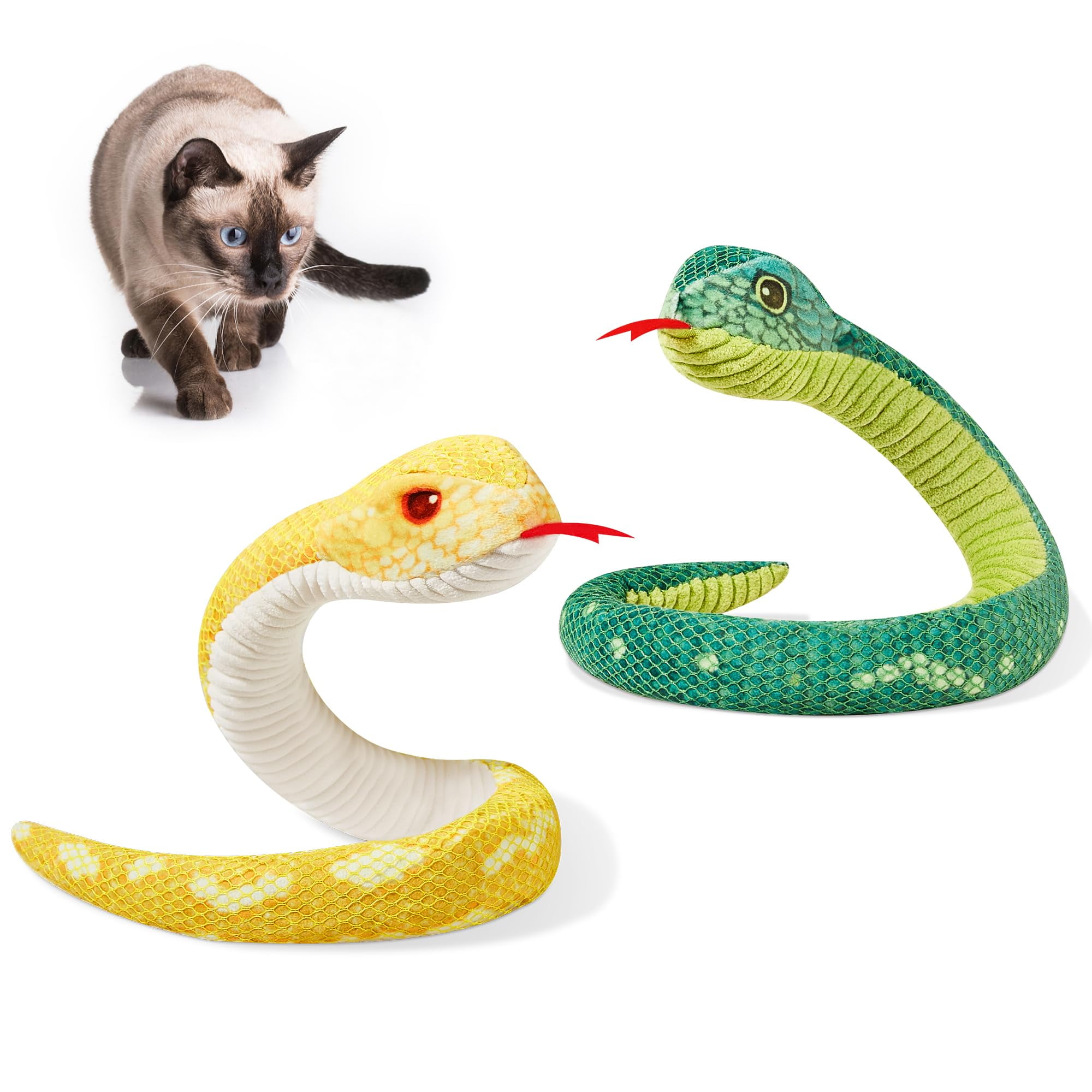 Cat Toys Realistic Snake Catnip Crinkly Sound Toy 2 Pcs, Mesh Fabric ...