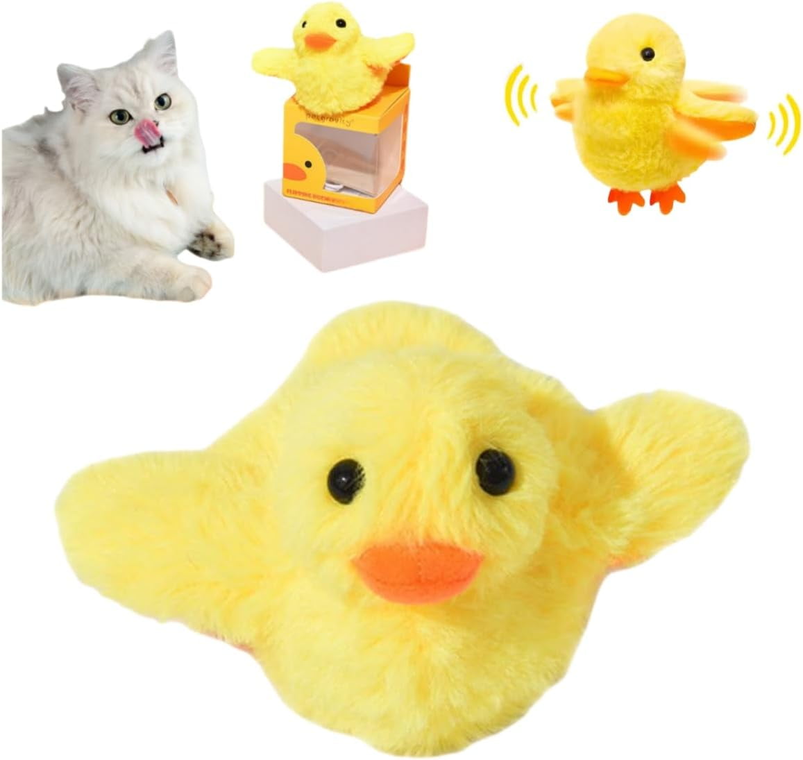 Cat Toys Rechargeable Flapping Duck,Lifelike Quacking Sound Plush Duck ...