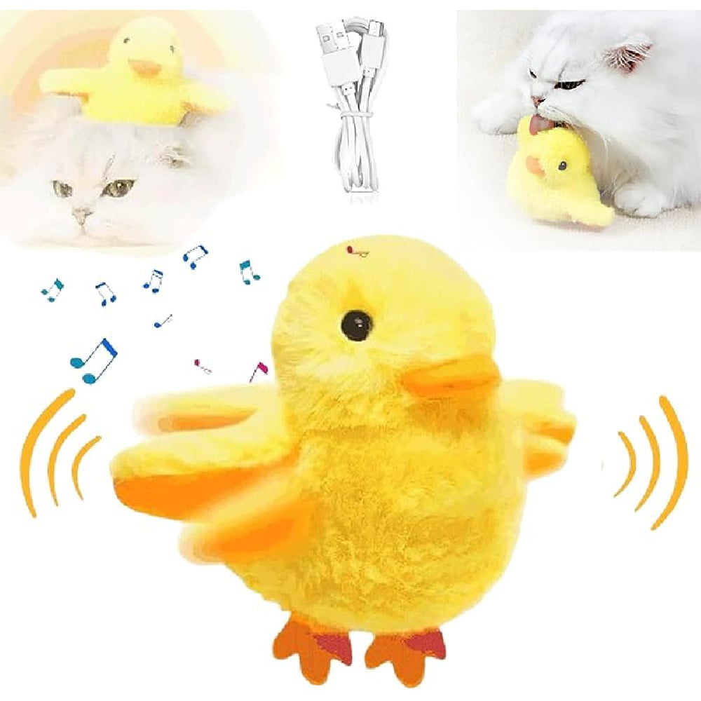 Cat Toys Rechargeable Flapping Duck, Touch Activated Kitten Plush Toy ...