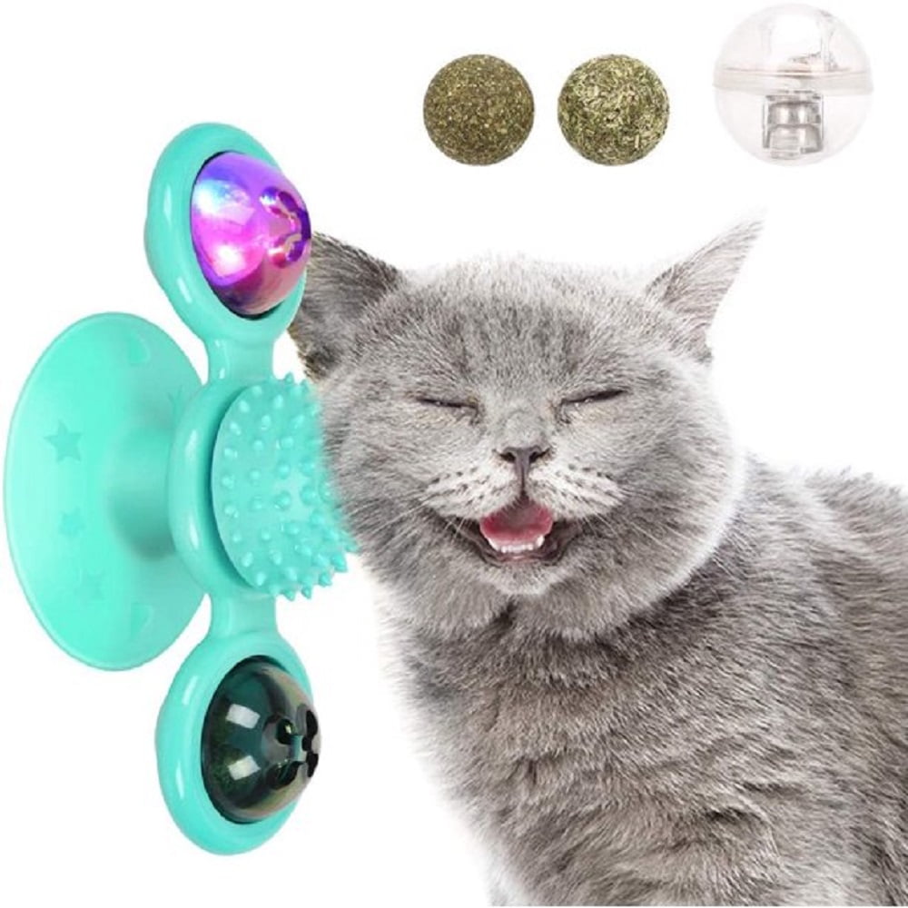 Cat Toys,Windmill Cat Toy with Led Ball and Catnip Ball,Cat Turntable ...