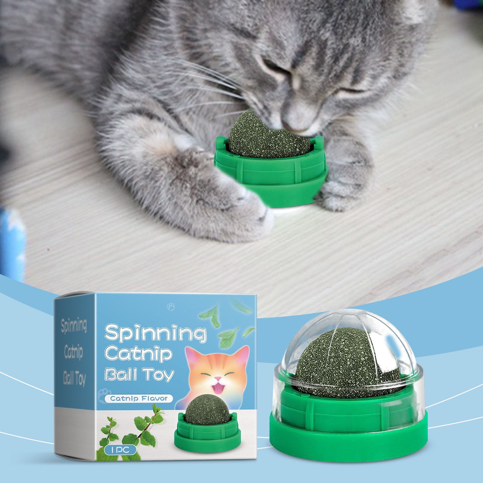 Cat Toys, Yegbong Mint Scented Spinning Interactive Cat Ball, 1 Pack ...