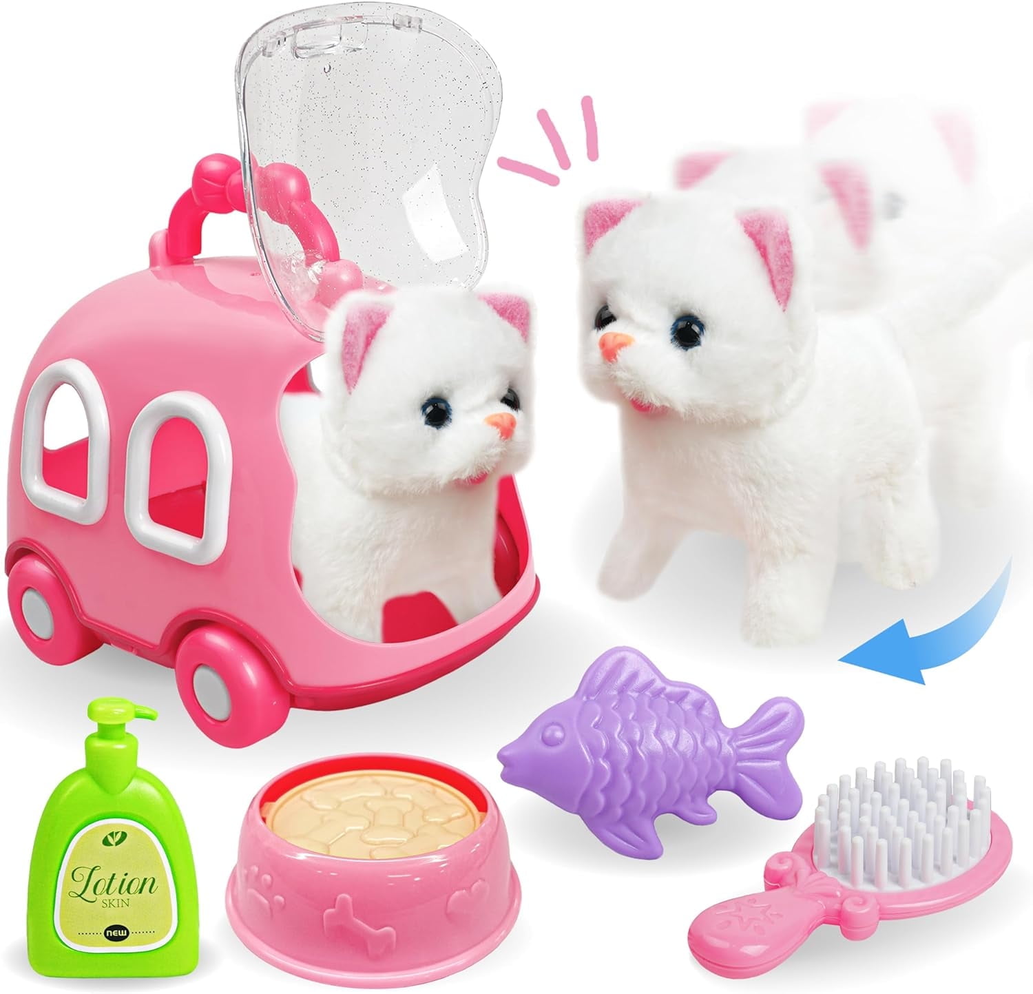 Cat Toys for Kids Girls Boys, YCUFN Walking Interactive Cat Play Set ...