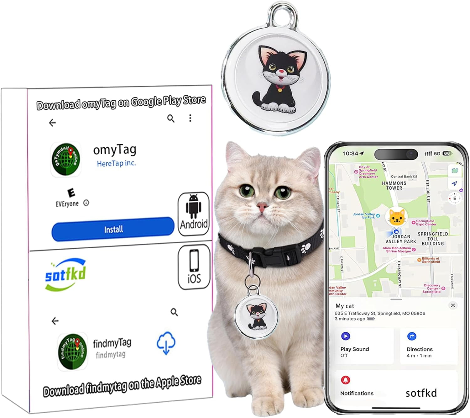 Cat Tracker-Airtag Cat Collar-GPS Tracker for Cats-Android Airtag-Pet ...