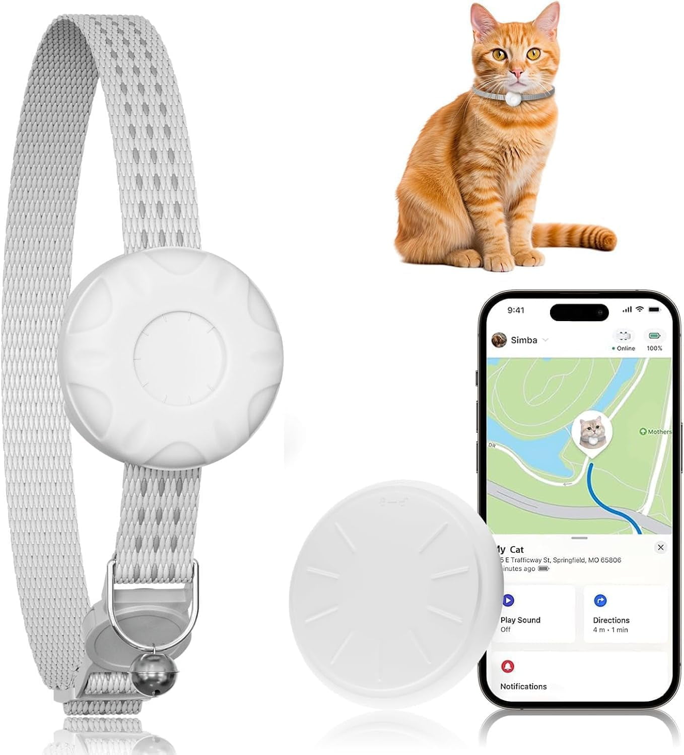 Cat Tracker, Cat Tracker Collar with Safety Elastic Buckle, Compatible ...