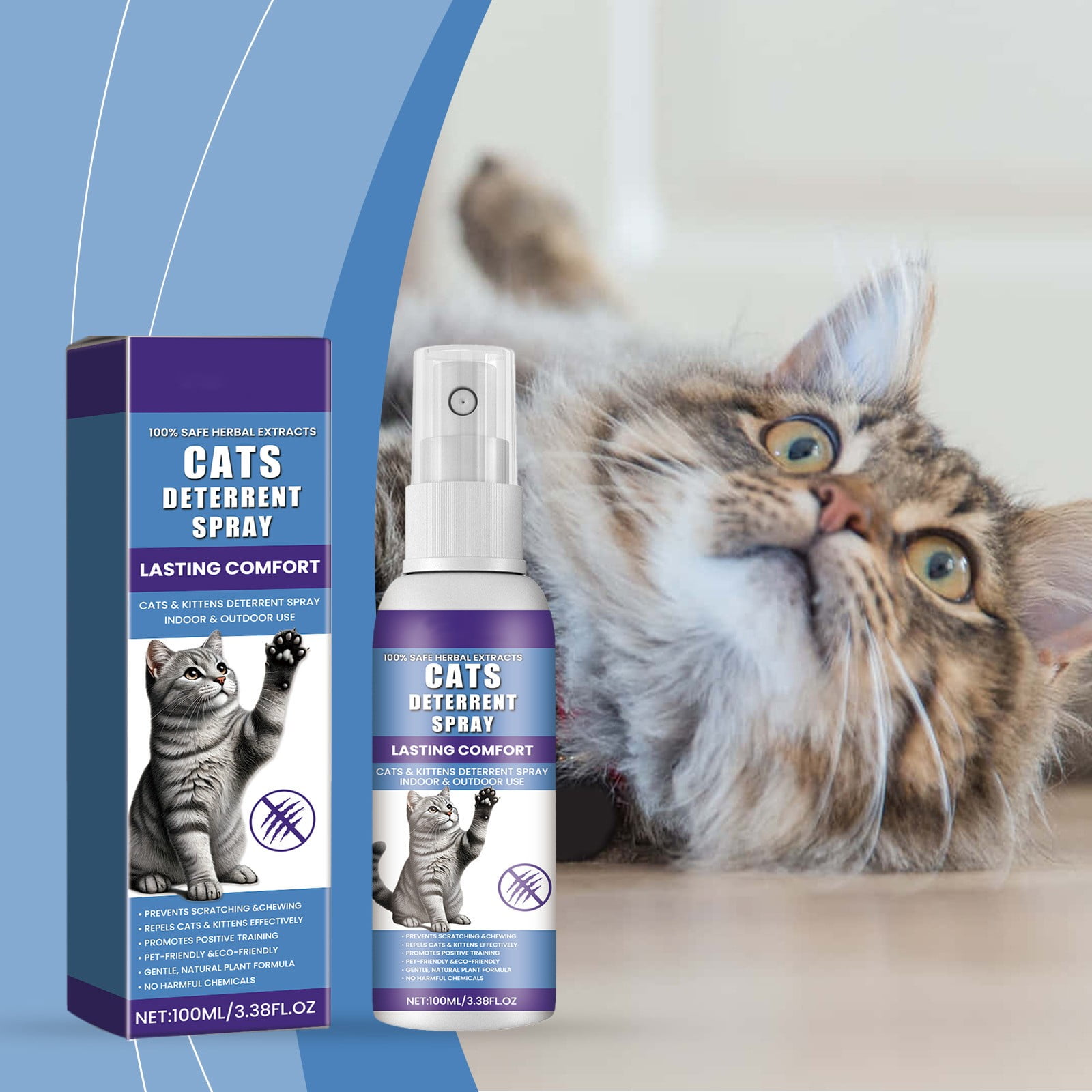 Cat Training Spray - Gentle Non-Irritating Formula, No Residue, Scratch ...